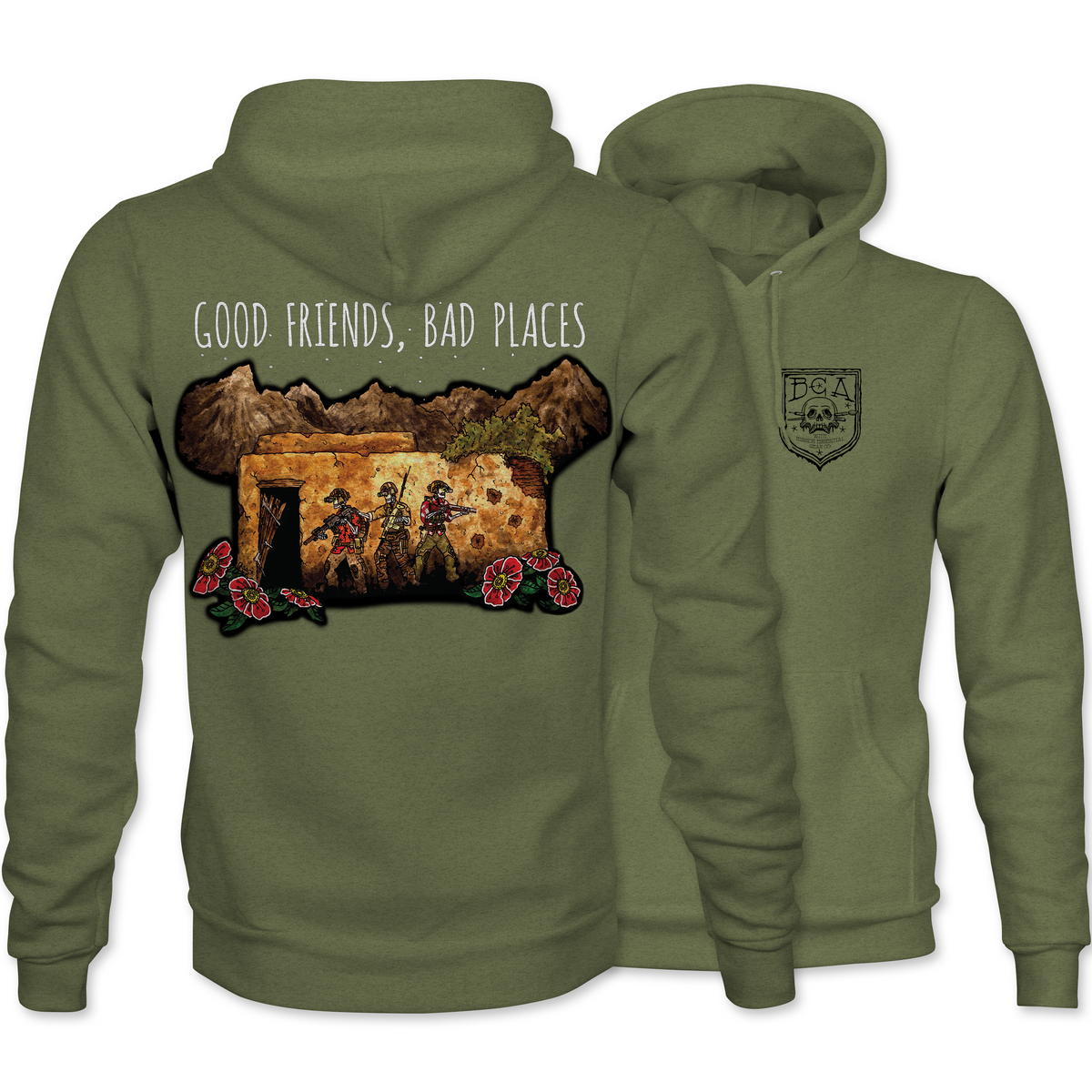 Good Friends Bad Places Hoodie – Mission Essential Gear